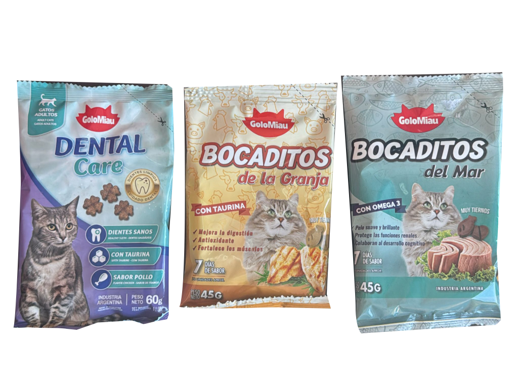 Snacks para gatos 60 gramos cada uno - Mercado Mascota